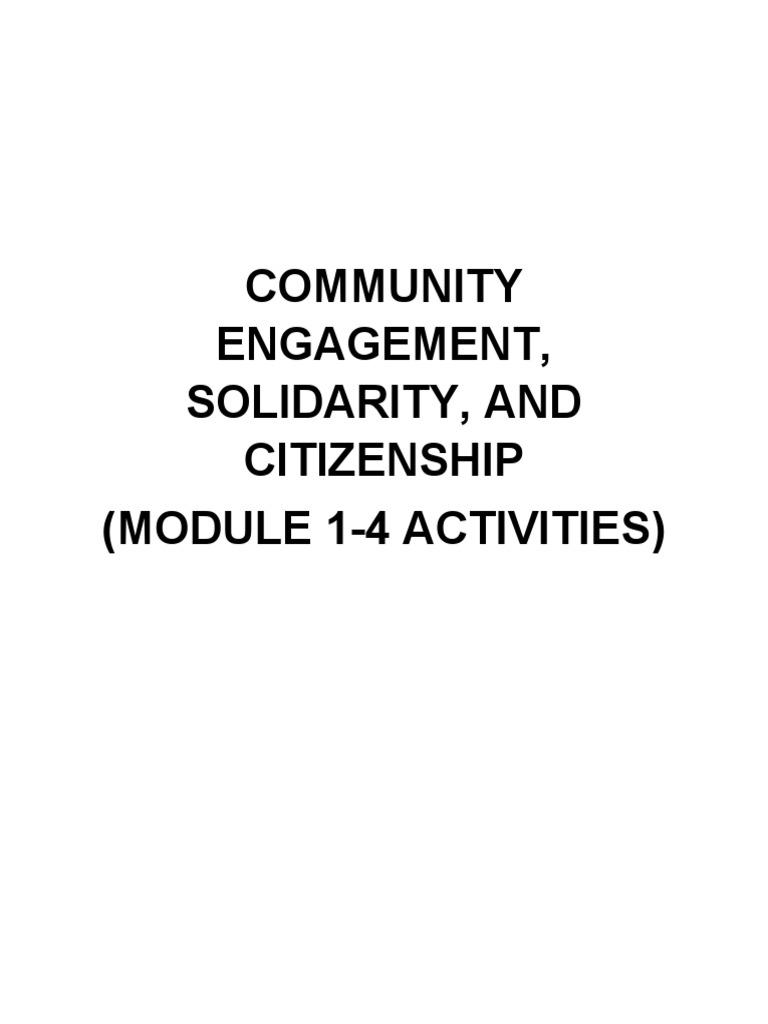 Community Engagement, Solidarity, and Citizenship (Module 1-4 ...
