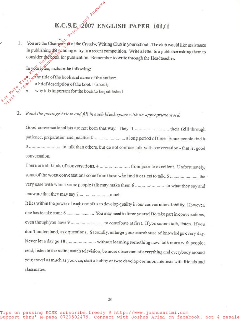 For More Free KCSE Revision Past Papers and Answers | PDF | Business