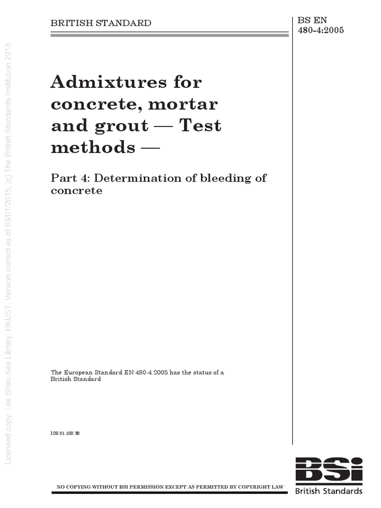 BS en 480-4-2005 PDF | PDF | Concrete | Nature