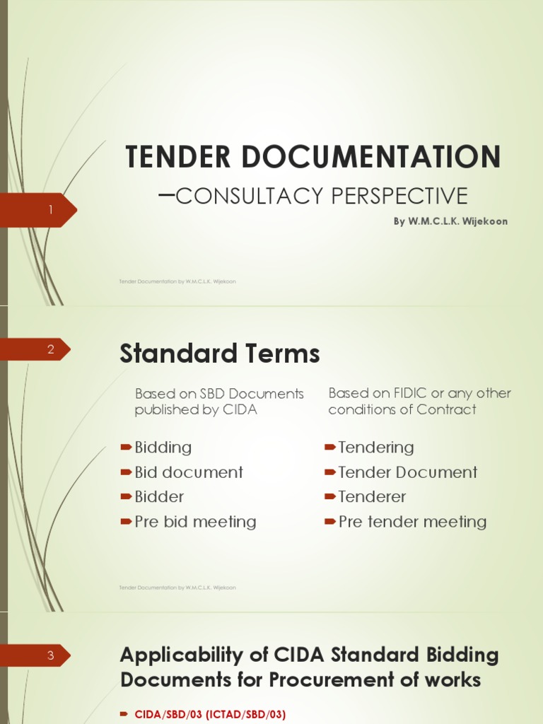 Tender Documentation - Presentation | PDF | Arbitral Tribunal | Arbitration