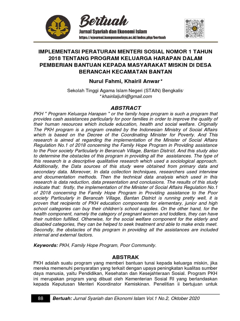 Keywords: PKH, Family Hope Program, Poor Community | PDF | Poverty | Poverty & Homelessness