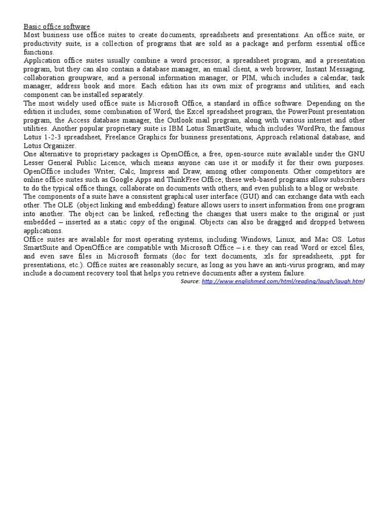 Basic Office Software + Questions | PDF