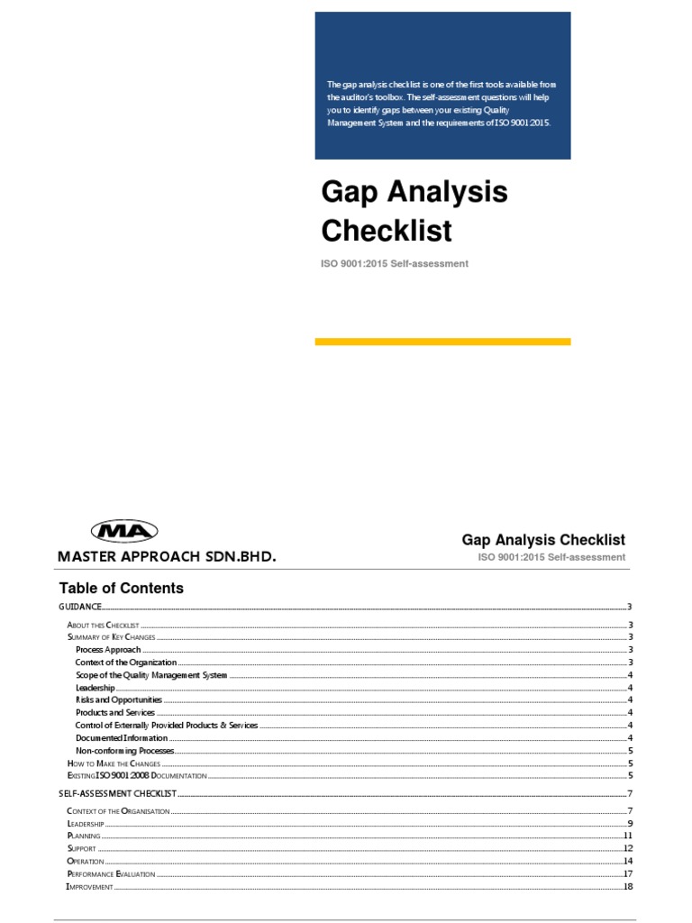 ISO 9001-2015 Gap Analysis Checklist | Download Free PDF | Iso 9000 | Quality Management System