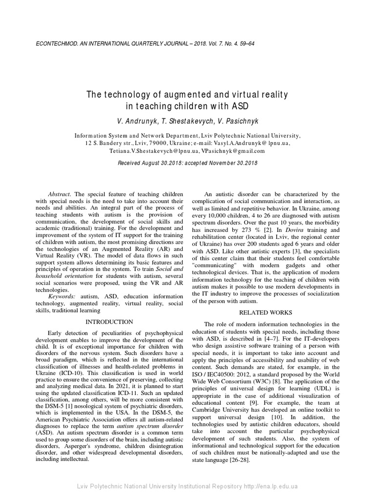 The Technology of Augmented and Virtual Reality in Teaching Children ...
