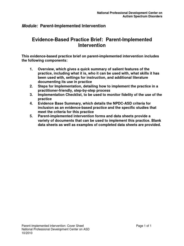 Parent Implemented Intervention Complete10 2010 PDF | PDF | Autism ...