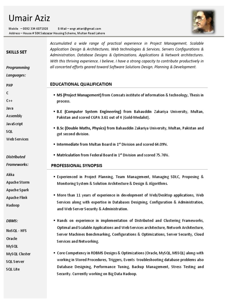 Umair Aziz - CV | PDF | Databases | My Sql