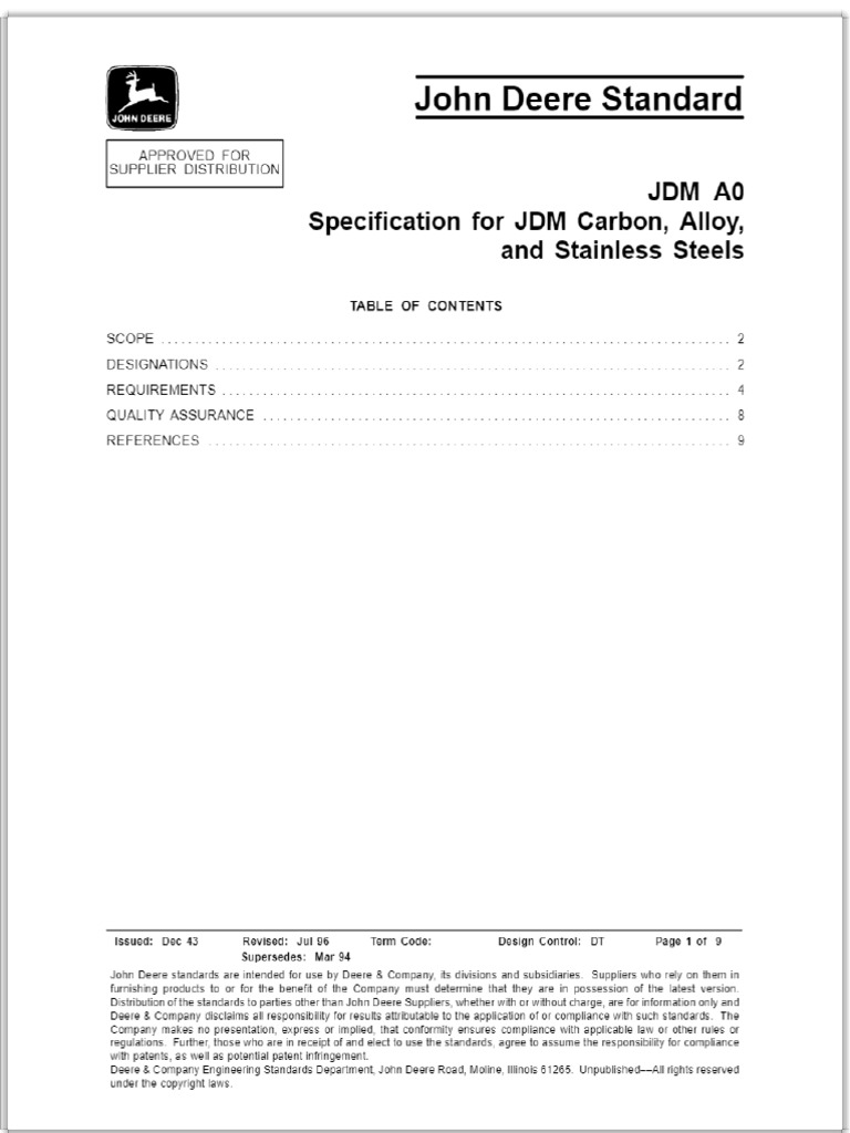 APPROVED FOR SUPPLIER DISTRIBUTION JDM A0 Specification For JDM Carbon ...