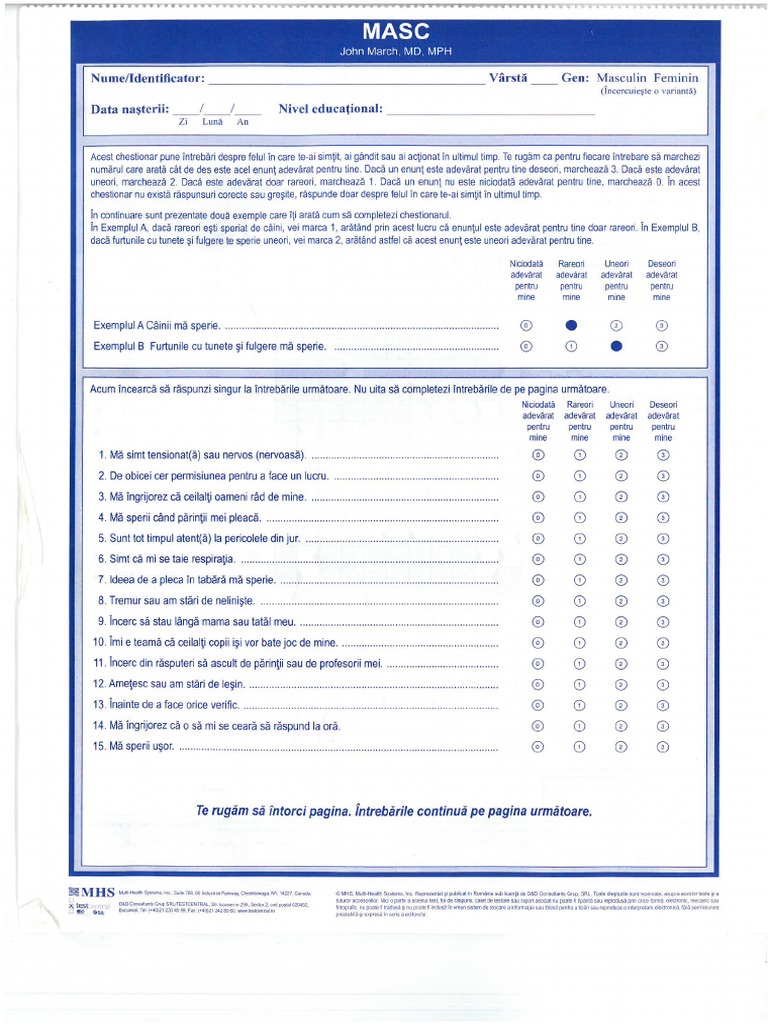 Chestionar MASC | PDF