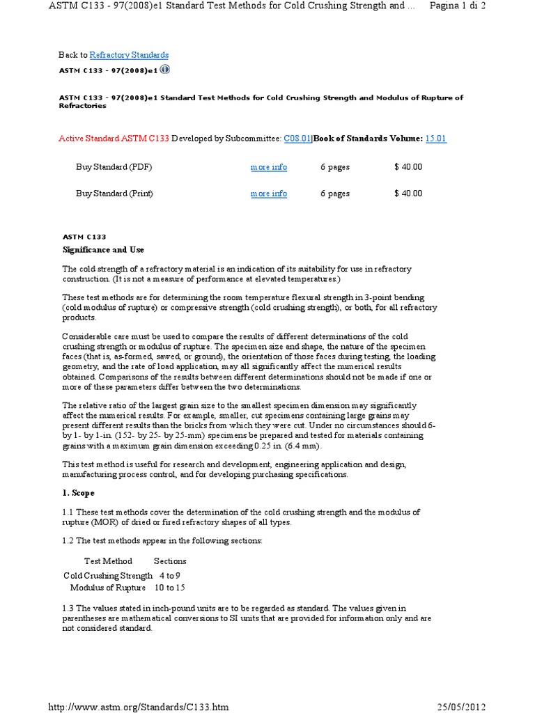 Astm C133 | PDF | Refractory | Strength Of Materials