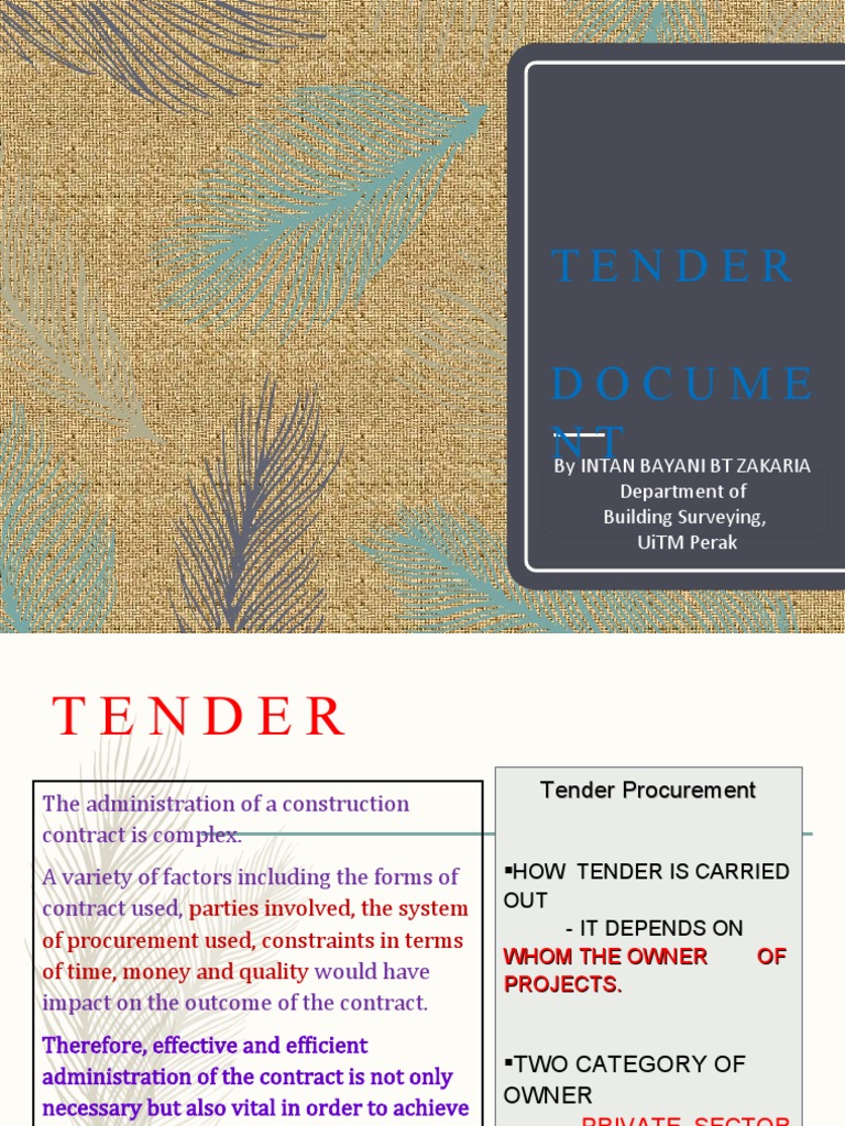 Lecture 3 Tender Document | PDF | Procurement | Government