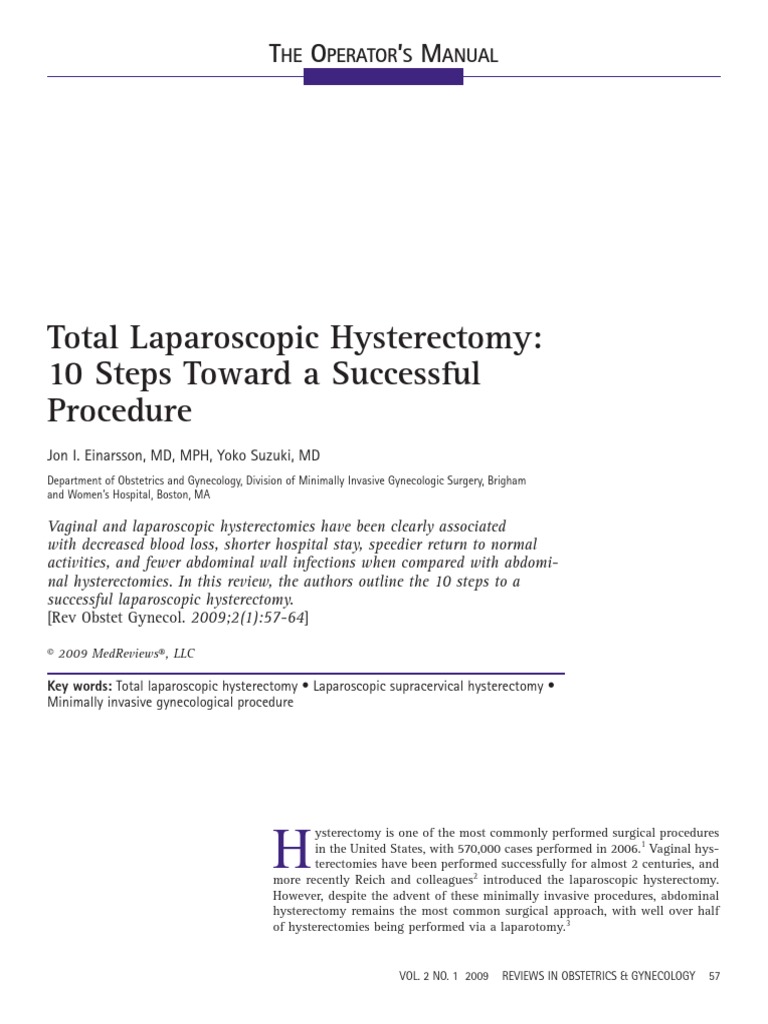 Total Laparoscopic Hysterectomy | PDF | Uterus | Gynaecology