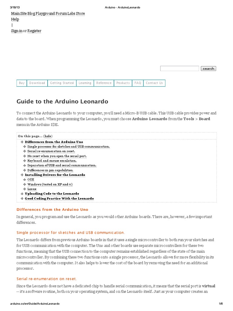 Arduino - ArduinoLeonardo | Download Free PDF | Arduino | Device Driver