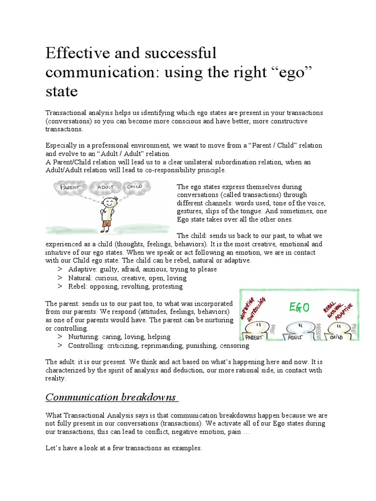 Transactional Analysis | PDF | Feeling | Id
