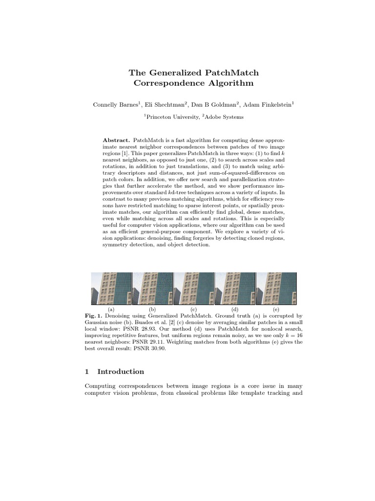 Generalized PatchMatch Algorithm | PDF | Algorithms | Computer Vision