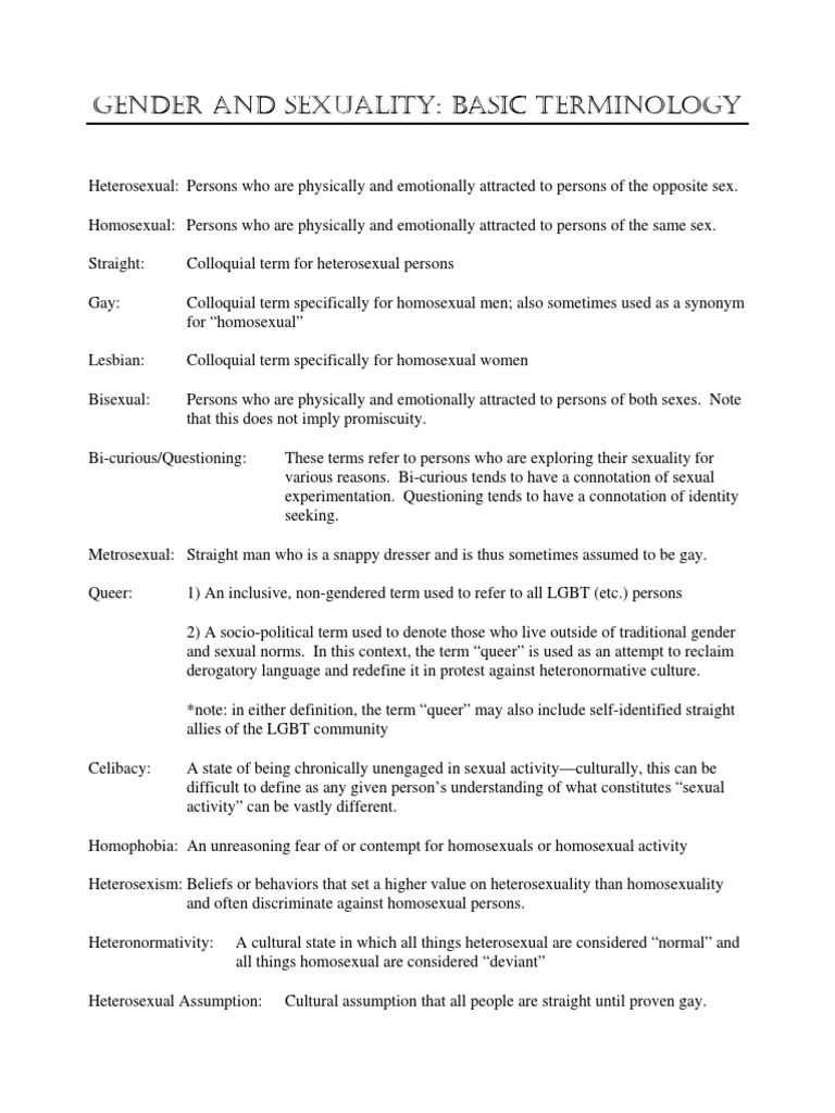 Gender and Sexuality: Basic Terminology | PDF | Intersex | Lgbt