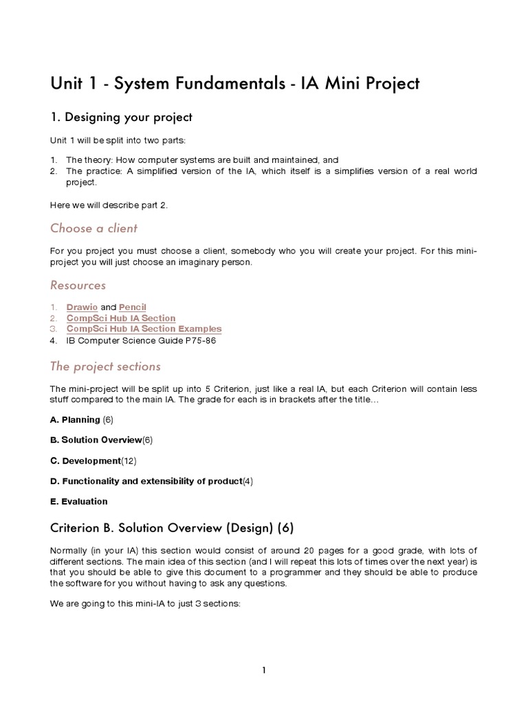 IA Mini Project Criterion B Outline Document | PDF | Computer Science ...