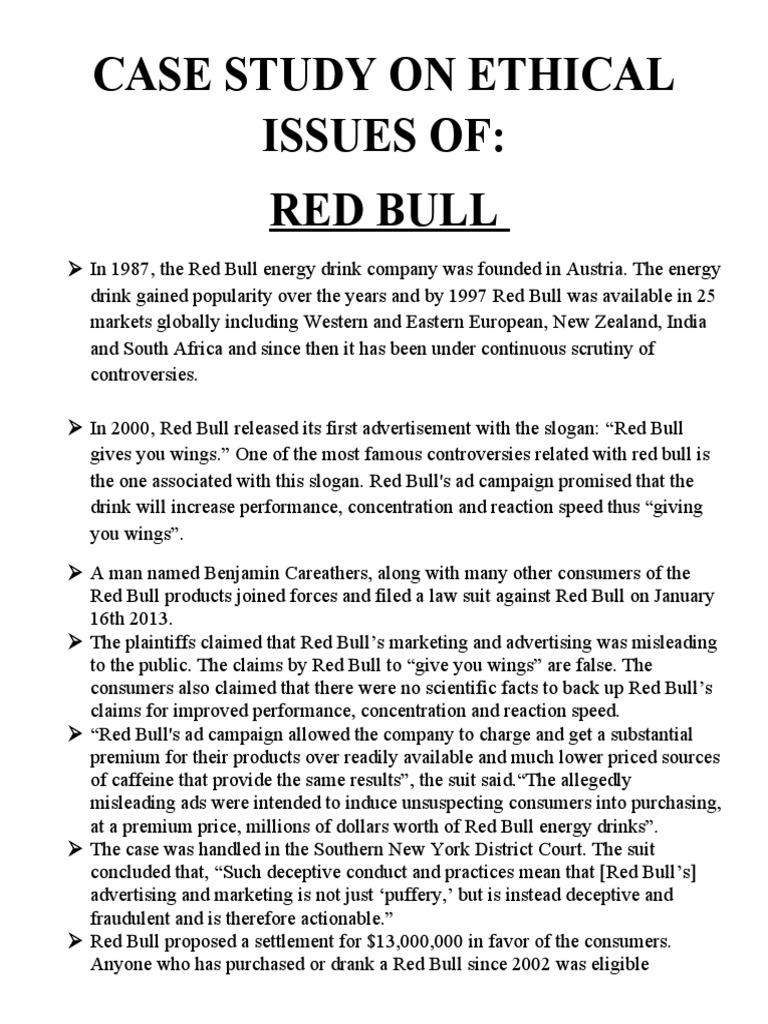 Case Study On Ethical Issues of Red Bull | PDF | Beverages | Business