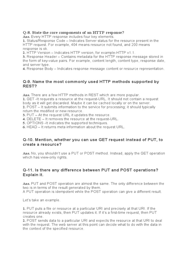 Best 20 Interview Questions For API | PDF | Representational State ... Best 20 Interview Questions For API | PDF | Representational State ...