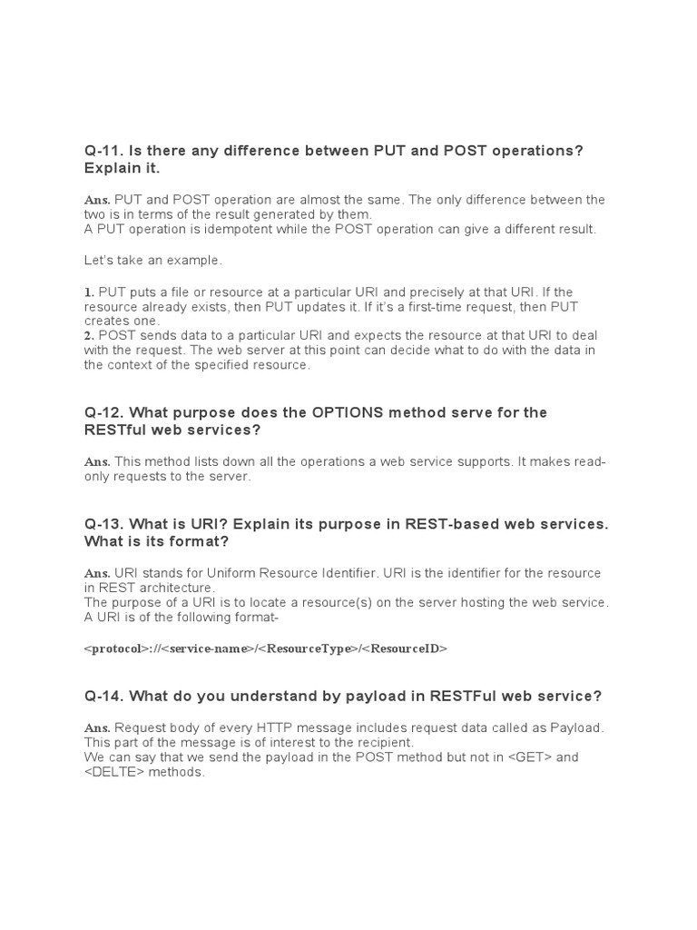 InfoSys Interview Questions For API | PDF | Representational State ...