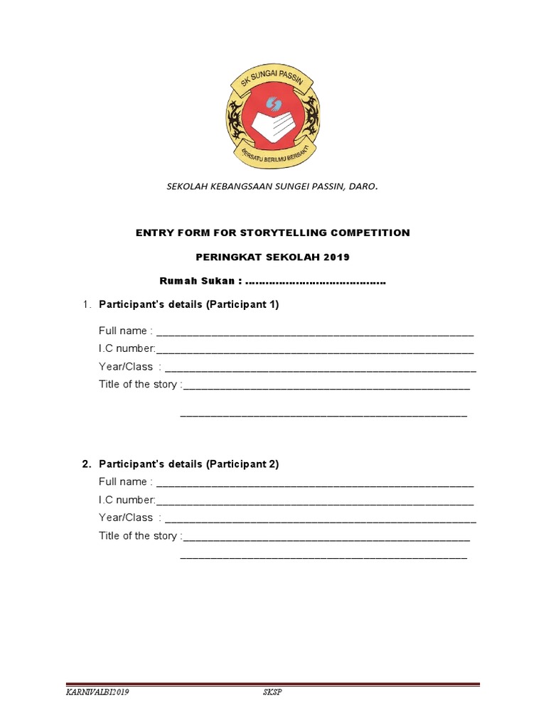 Entry Form For Storytelling Competition | PDF | Poetry