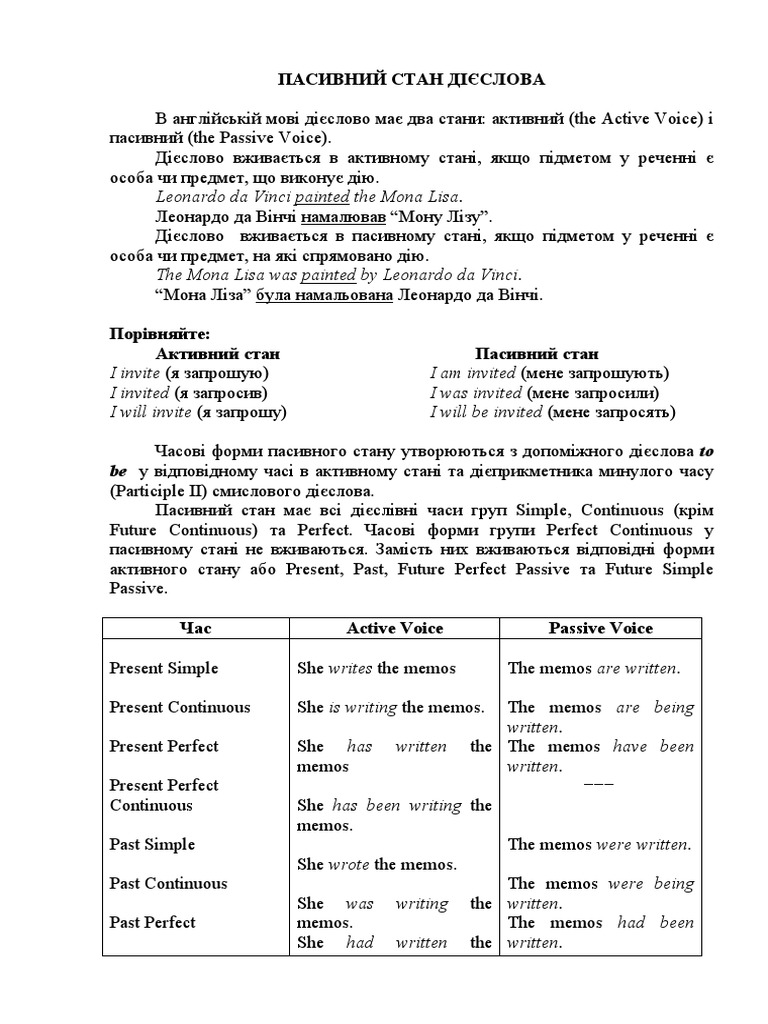 The Passive Voice: Formation, Examples, and Exercises | PDF