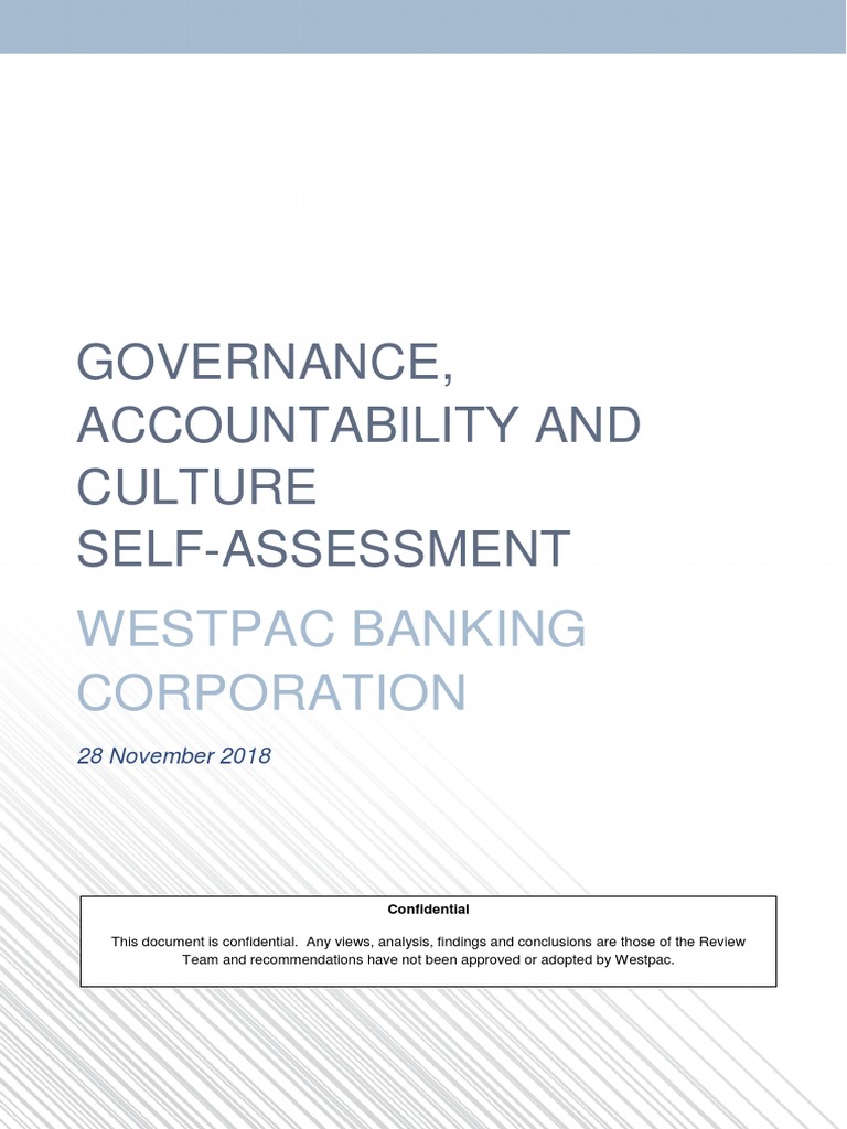 Westpac Self-Assessment Report | PDF | Governance | Regulatory Compliance