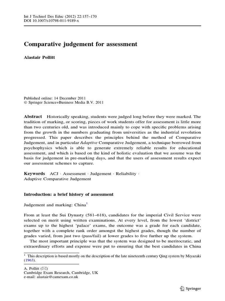 Comparative Judgement in Education Assessment | PDF | Errors And ...