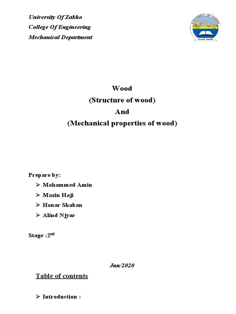 Mechanical Properties of Wood | PDF | Strength Of Materials | Wood