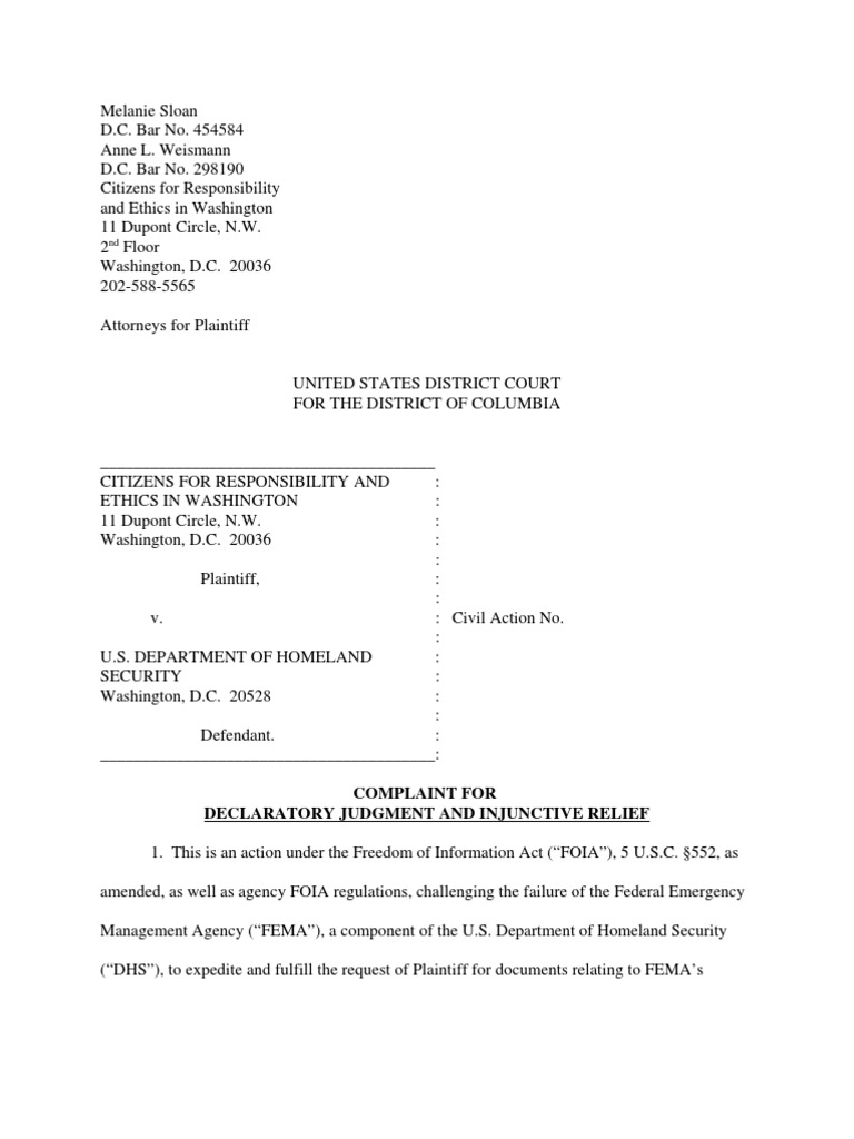 Complaint For Declaratory Judgment and Injunctive Relief | PDF ...