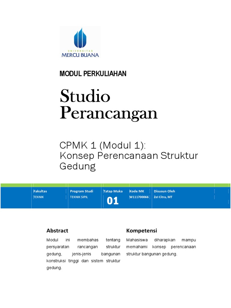 Modul CPMK 1-P1 Konsep Perencanaan Struktur Bangunan Gedung | PDF