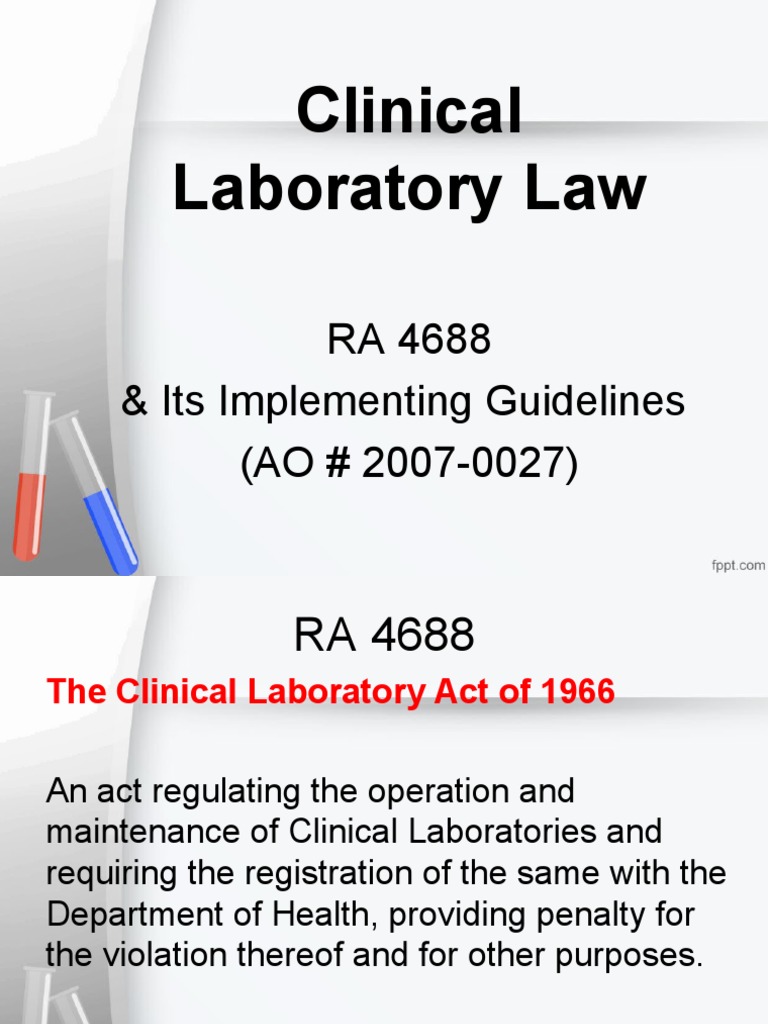 Week 3 RA 4688 - Clinical-Laboratory-Law | PDF | Pathology | Medical Laboratory