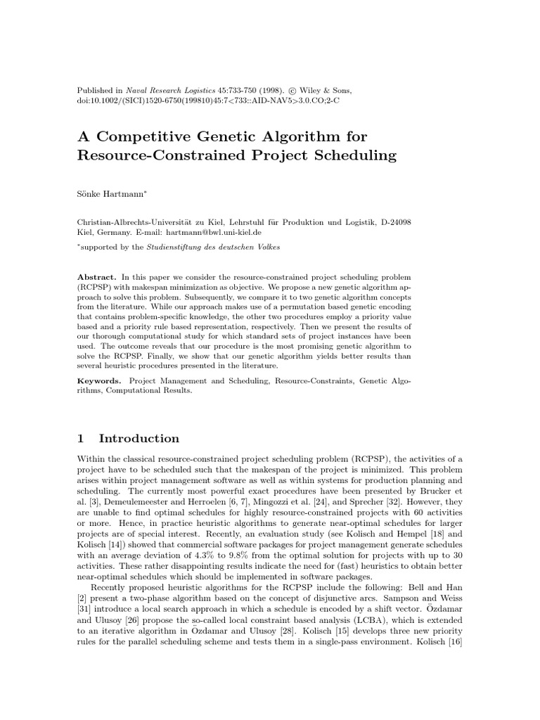 A Competitive Genetic Algorithm For Resource-Constrained Project Scheduling | PDF | Genetic ...