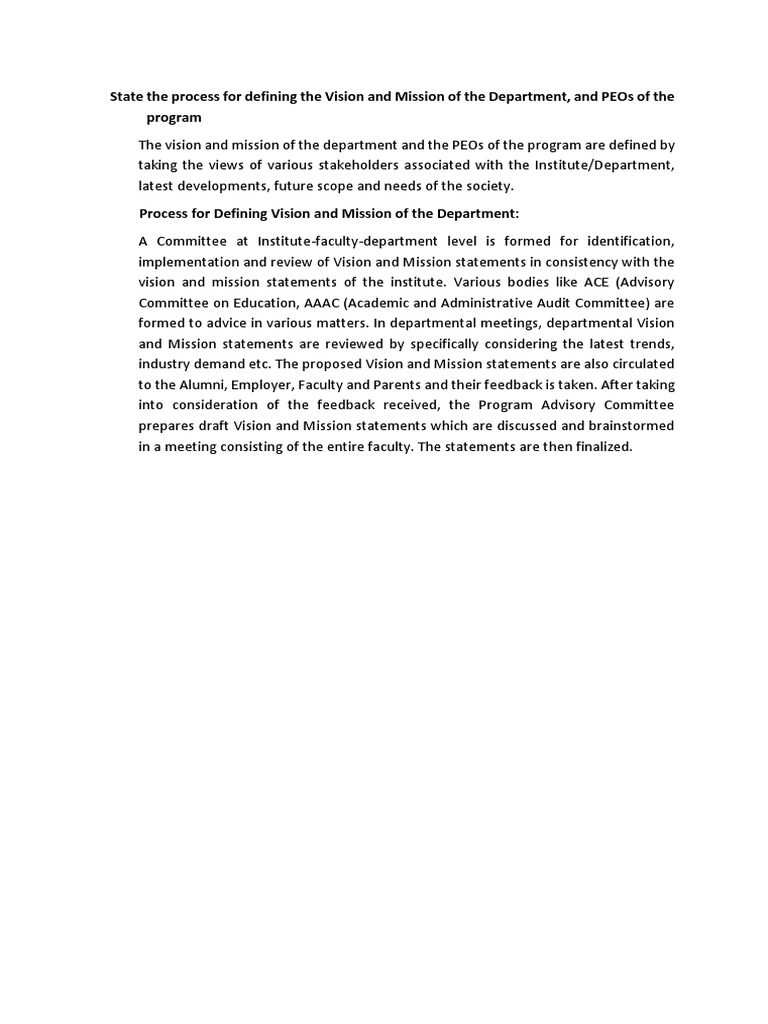 1.4A State The Process For Defining The Vision and Mission of The ...