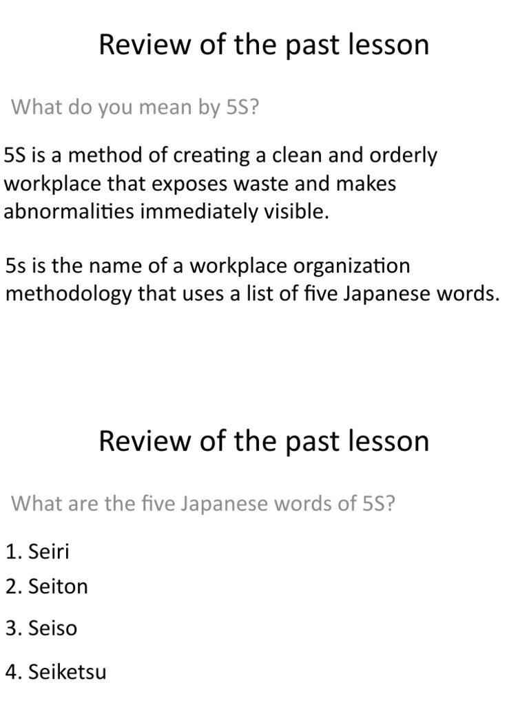 5S Methodology Lesson Review | PDF