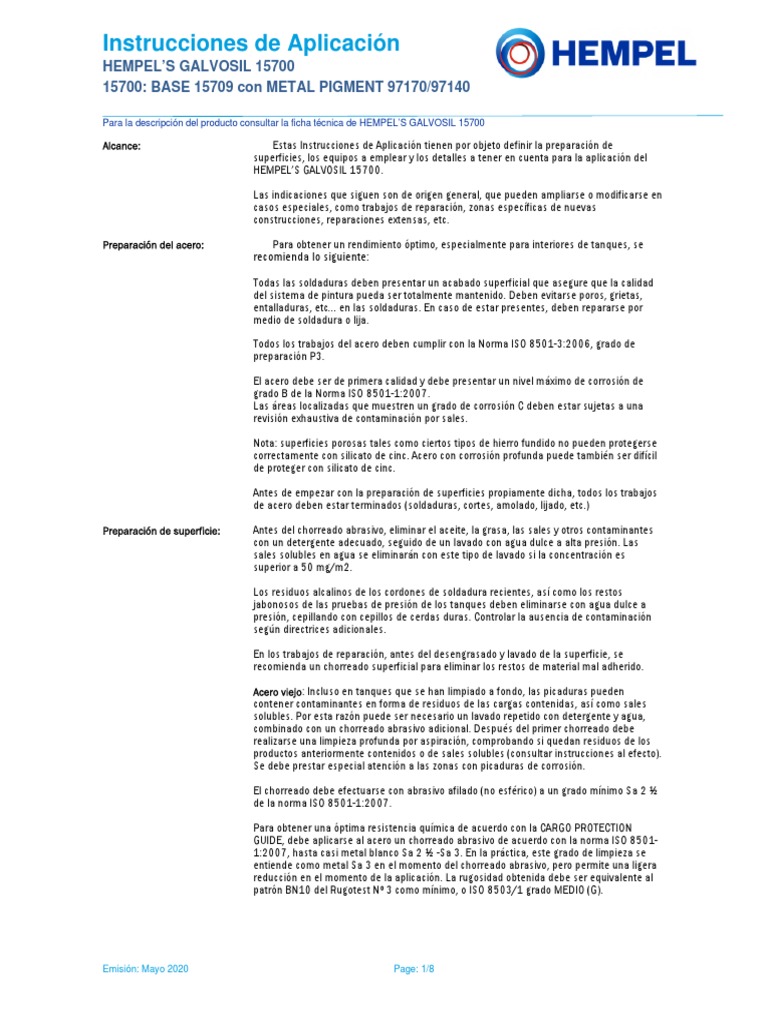 AI Hempel's Galvosil 15700 Spanish - ES | PDF | Pintar | Acero