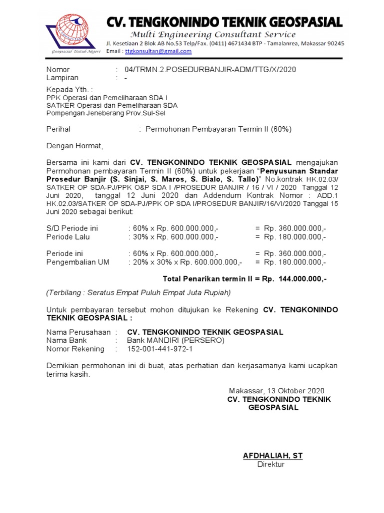 Surat Permohonan Termin II | PDF