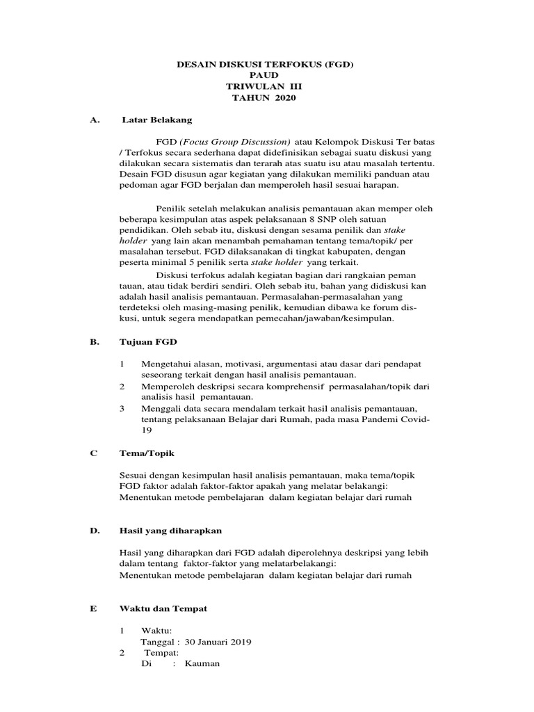Desain FGD untuk Pembelajaran Dari Rumah | PDF