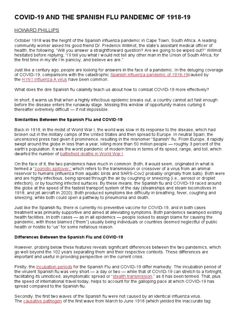 Covid-19 and Spanish Flu | PDF | Influenza Pandemic | Influenza