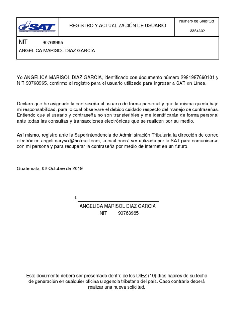 Registro de Usuario SAT Guatemala | PDF