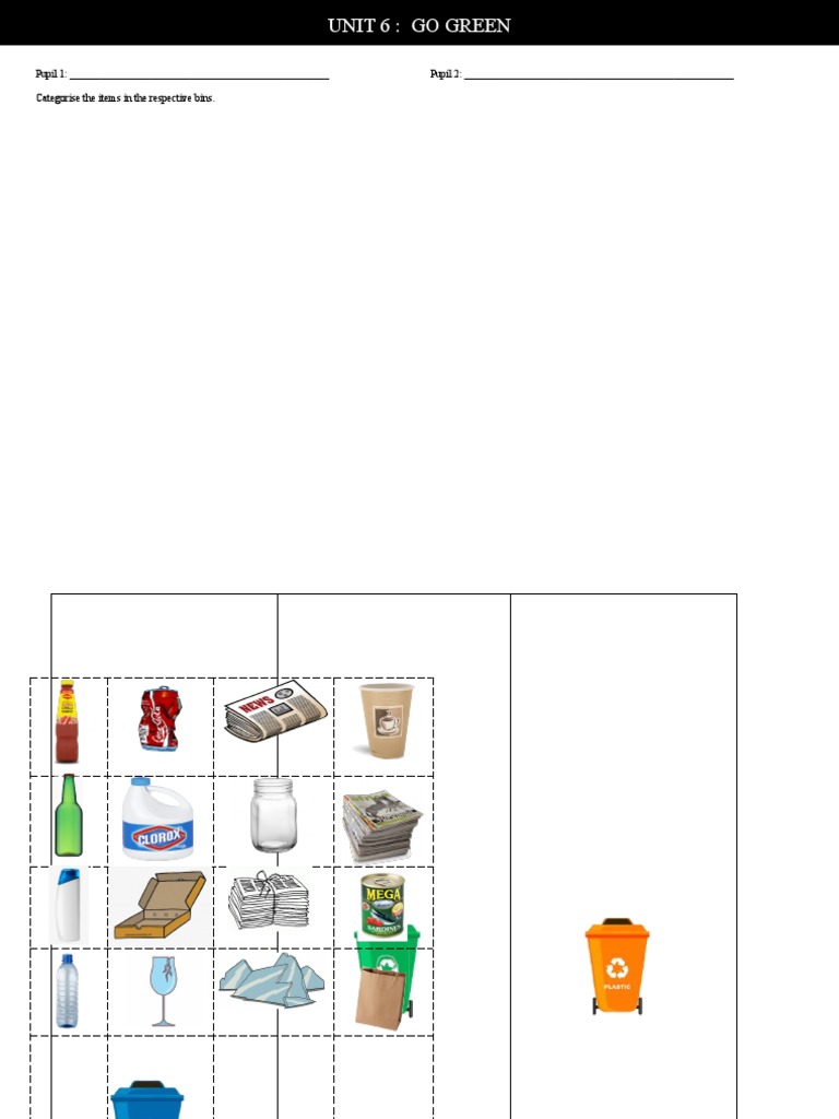 Unit 6 Go Green Recycling Worksheet | PDF