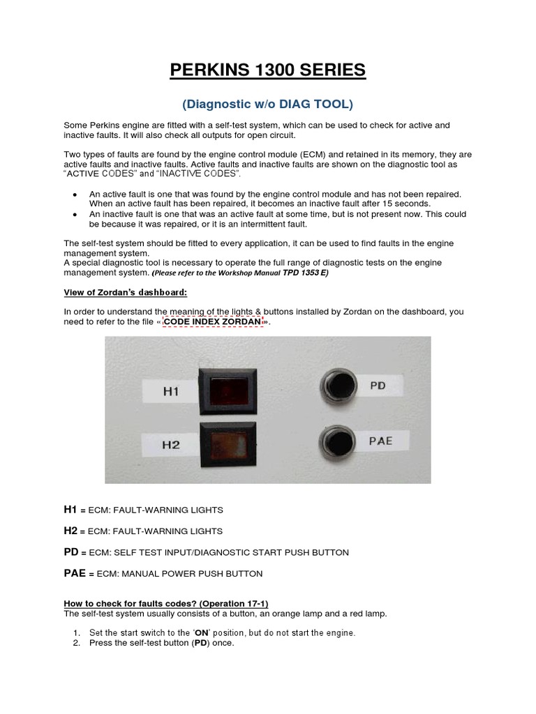 Perkins 1300 Series Fault Diagnosis Guide | PDF | Throttle | Switch