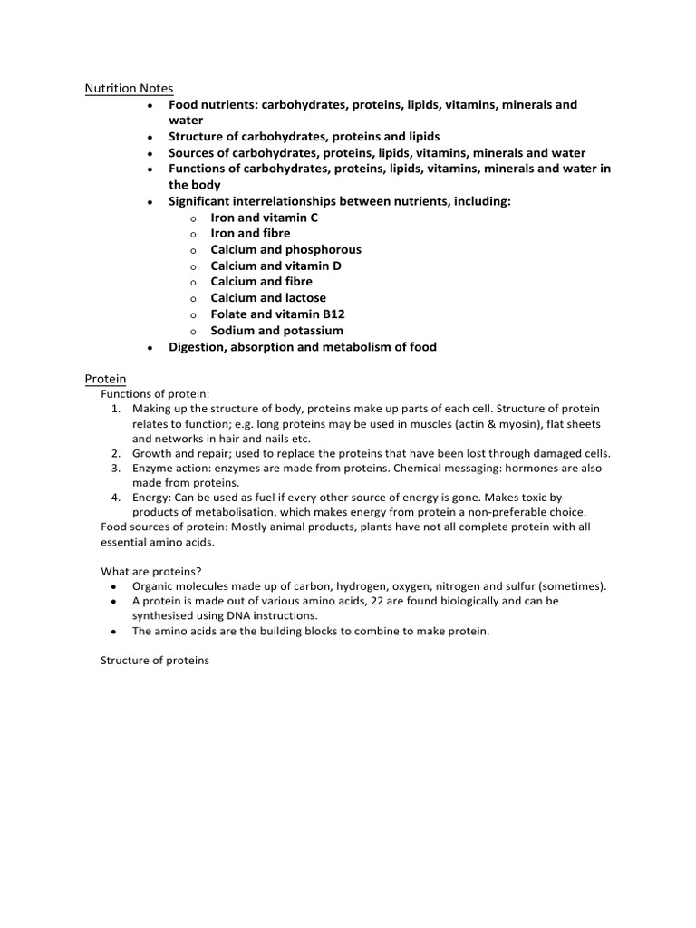 Food Technology Notes Year 11 | PDF | Fat | Starch