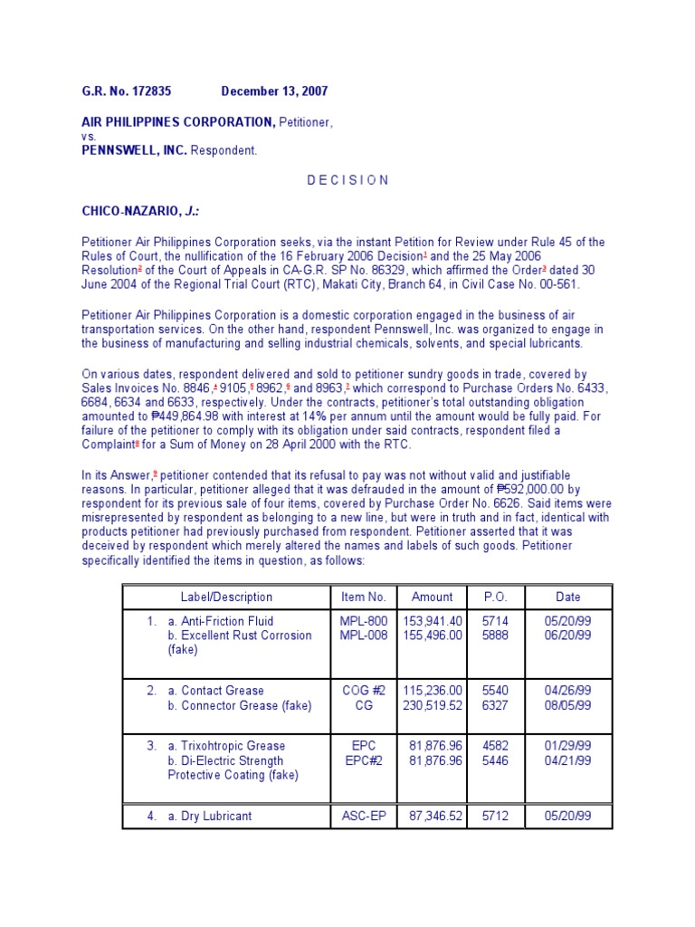 Air Philippines VS Pennswell | PDF | Trade Secret | Discovery (Law)