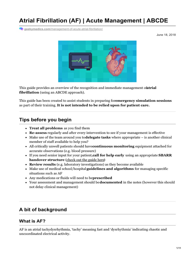 Acute Atrial Fibrillation Management Guide | PDF | Heart | Clinical ...