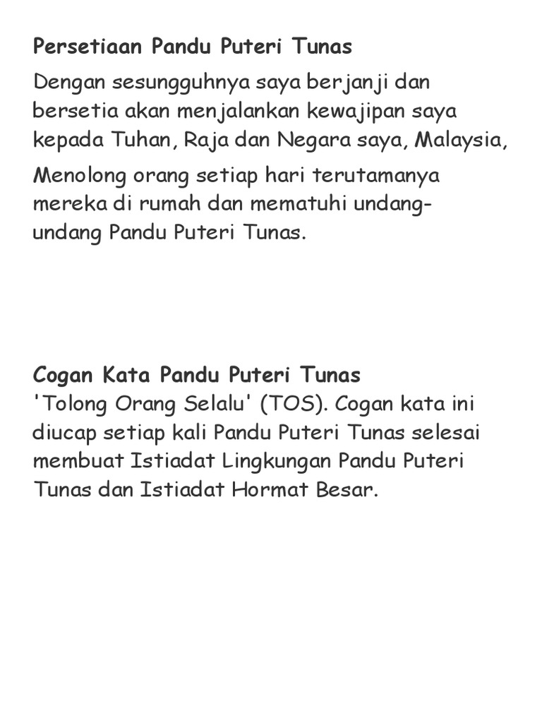 Persetiaan Pandu Puteri Tunas | PDF