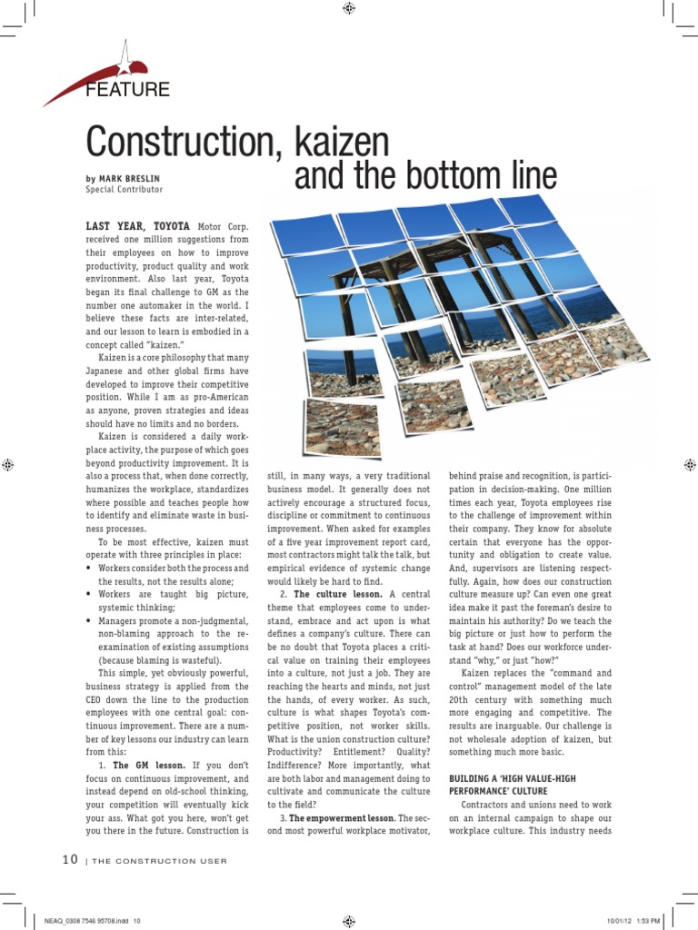 Construction, Kaizen: and The Bottom Line | PDF | Employment | Economies