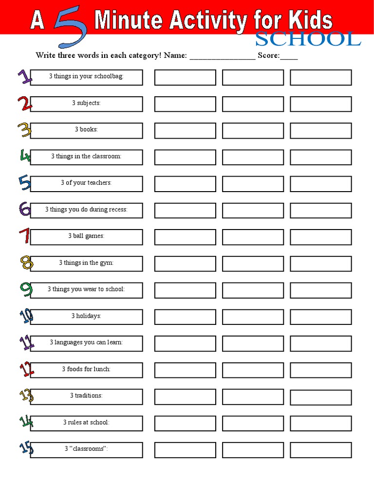 A 5 Minute Activity For Kids School Fun Activities Games Games ...