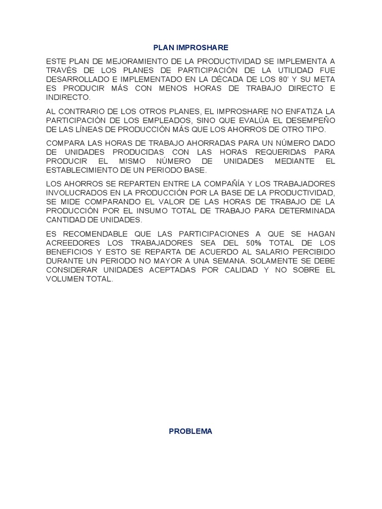 Plan Improshare y Rucker | PDF | Valor añadido | Beneficio (economía)