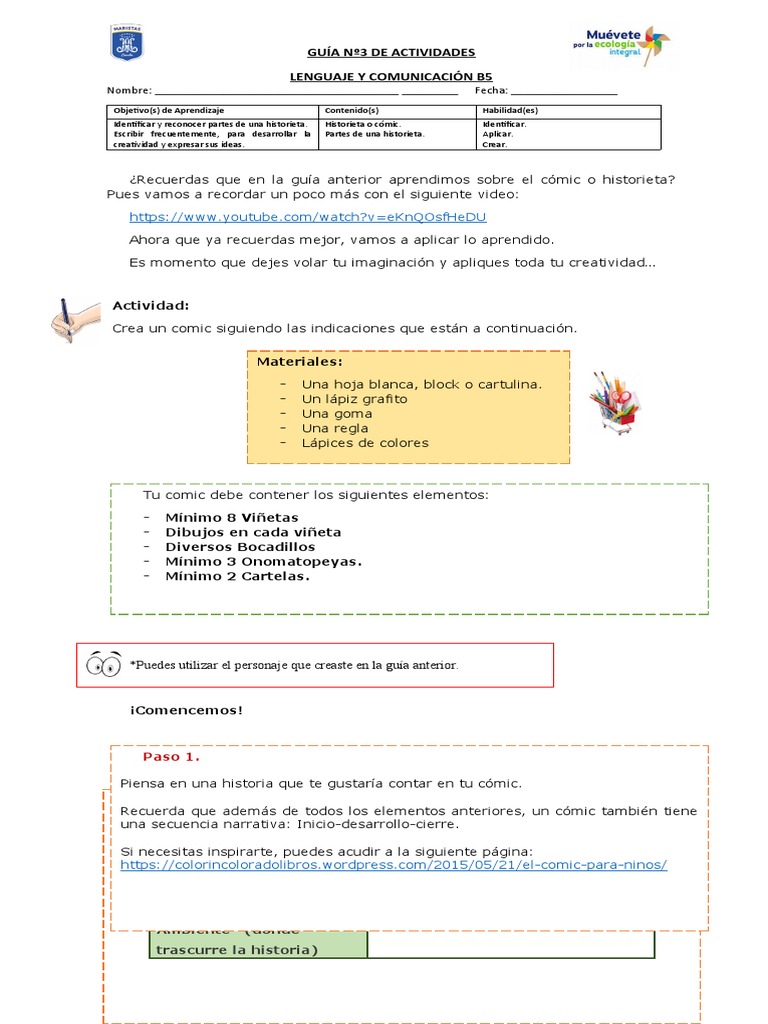 Guía Nº 3 Crear Una Historieta | PDF | Cómics | Lápiz