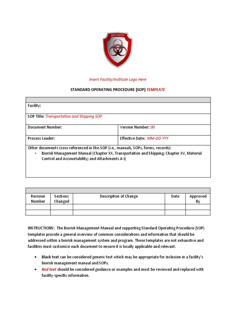 Shipping SOP Template | PDF | Dangerous Goods | Packaging And Labeling